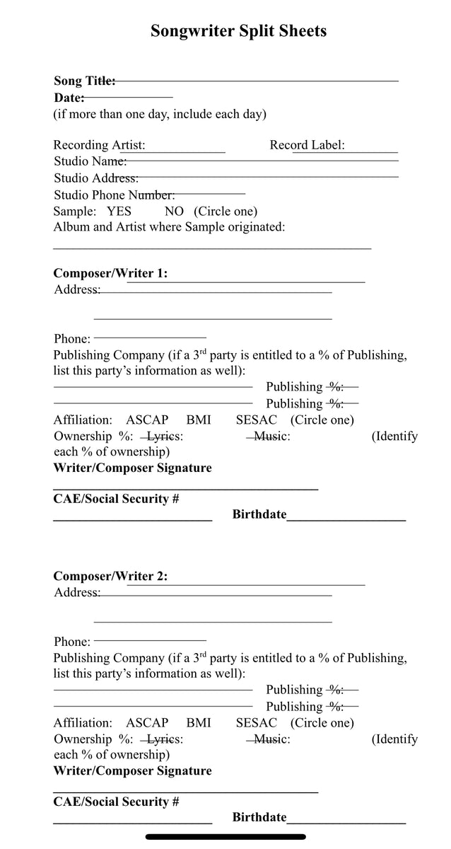 Song Split Sheet – Mixed by Jellz